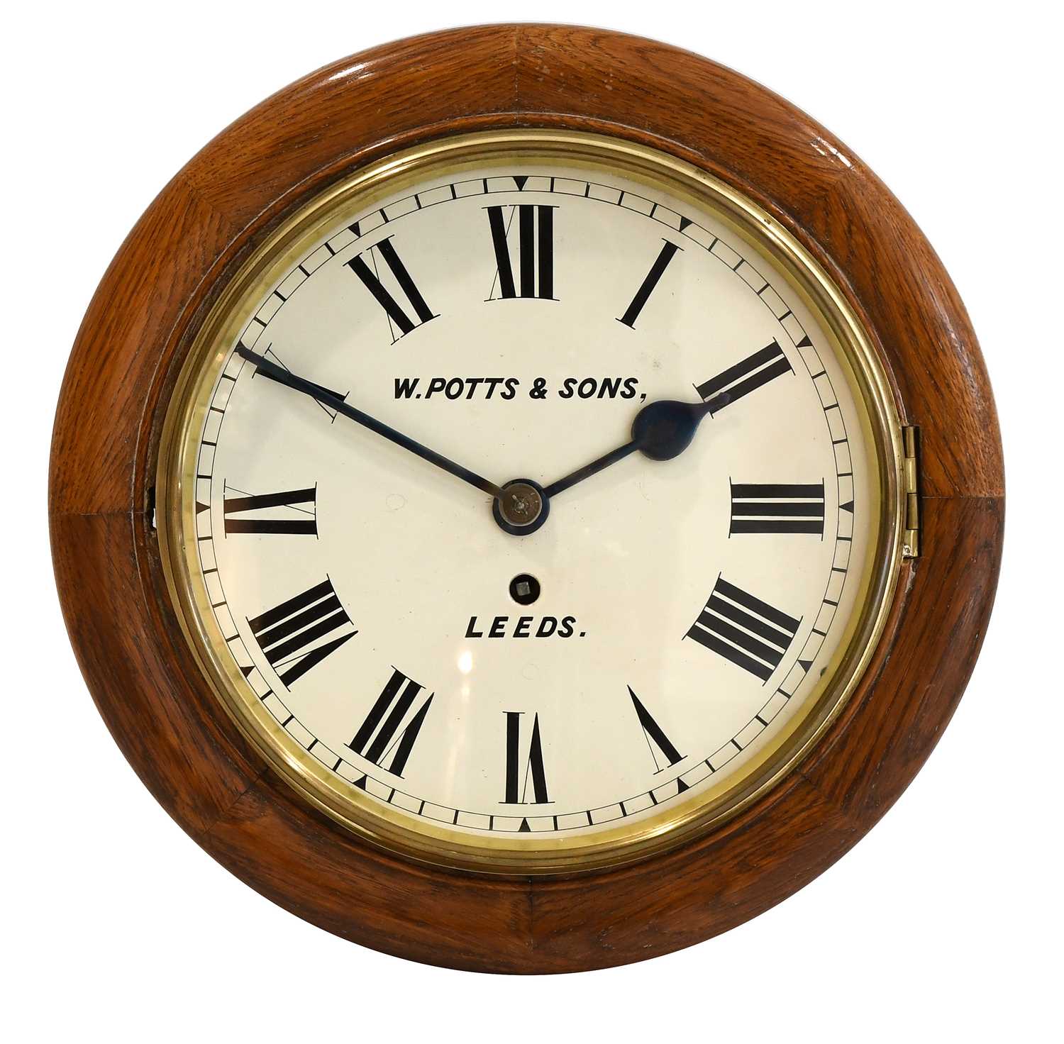 Lot 473 - An Oak Wall Timepiece, signed W Potts & Sons,