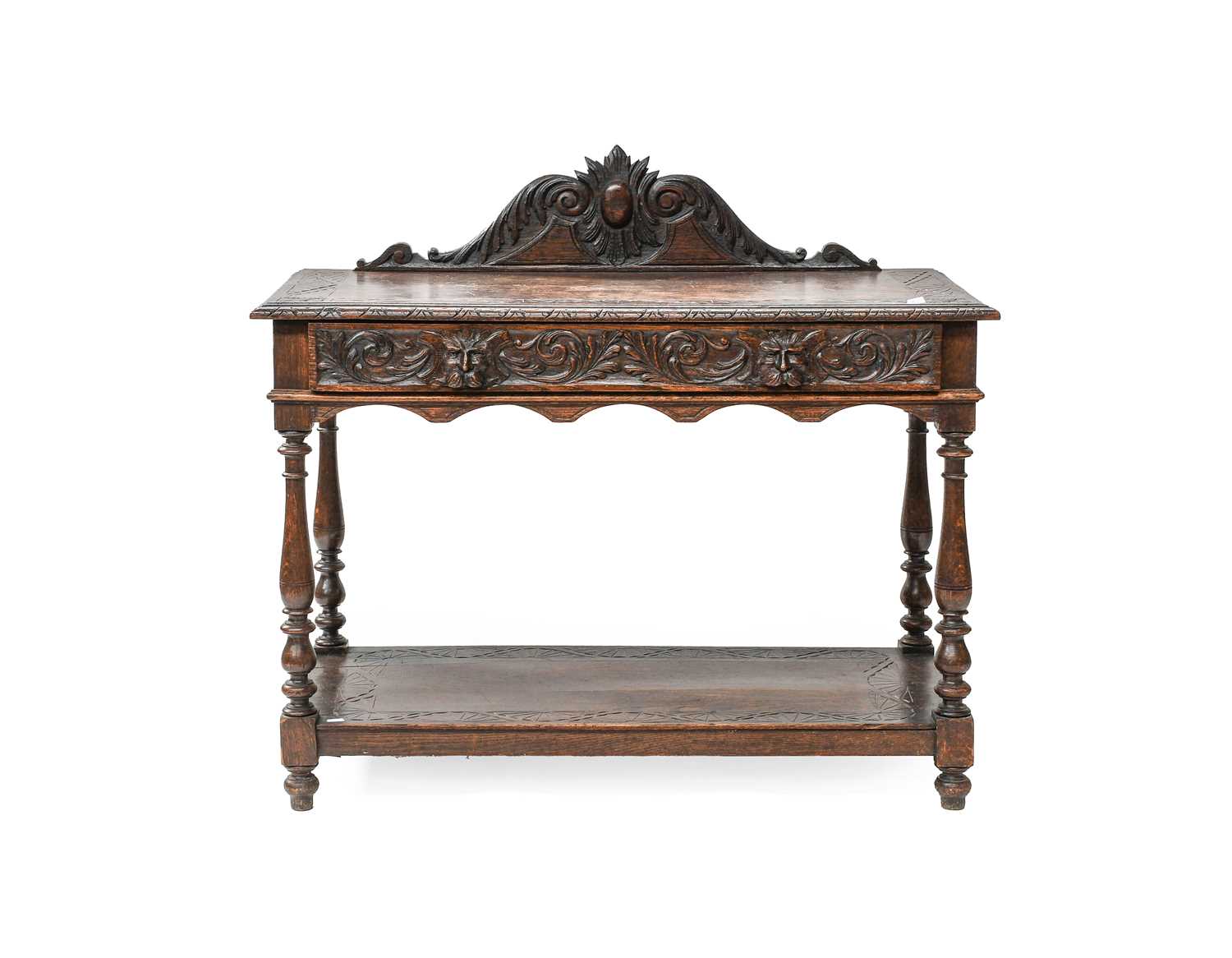 Lot 1319 - A Victorian Carved Oak Serving Table, with