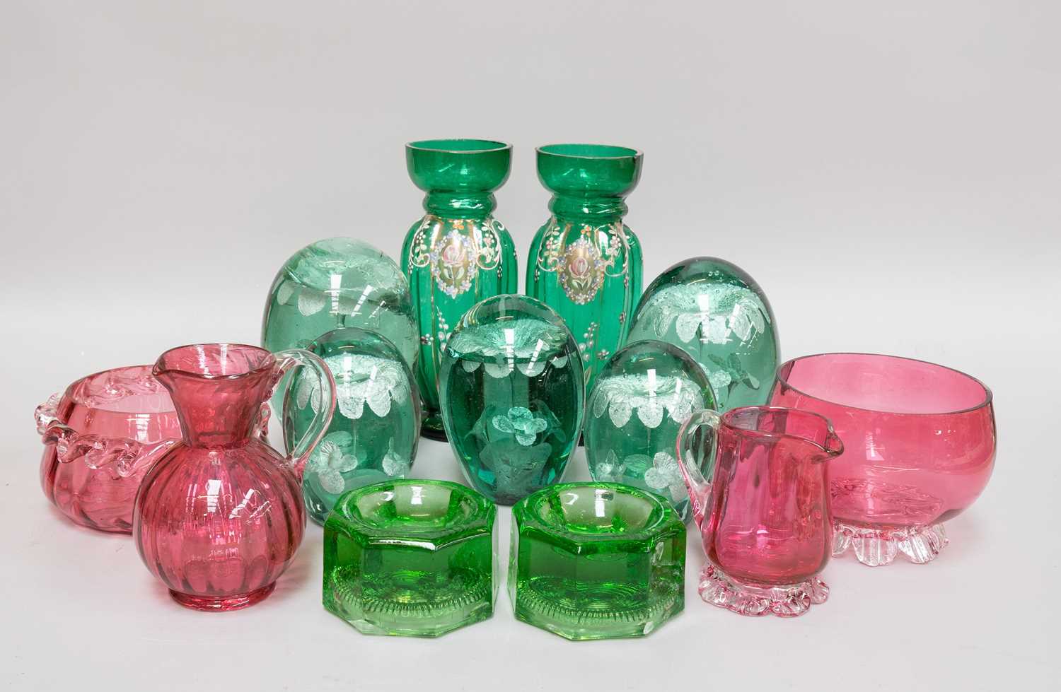 Lot 119 - Five Victorian Sunderland Glass Dumps,