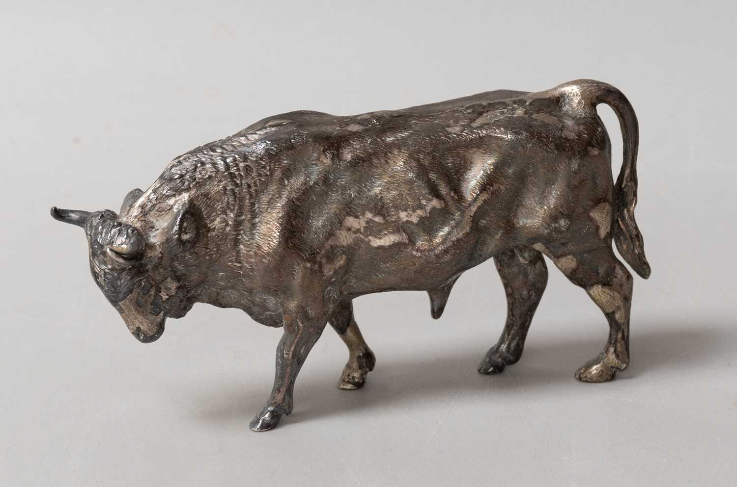 Lot 17 - A German Silver Model of a Bull, Probably by