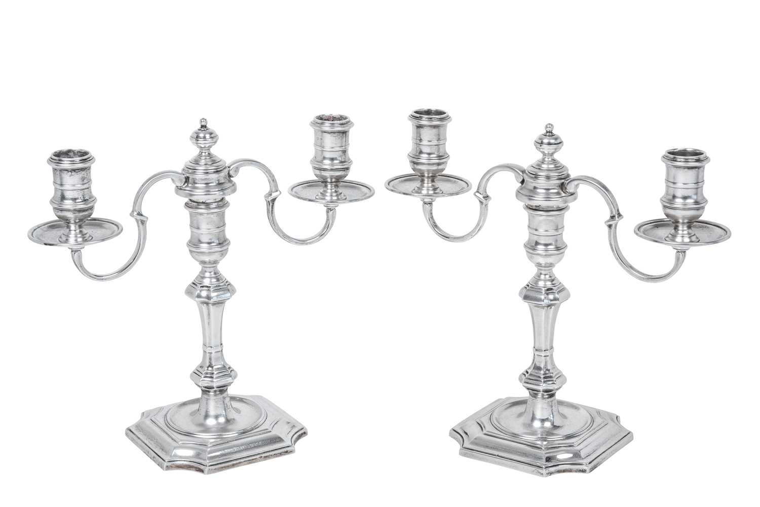 A Pair of Elizabeth II Silver Two-Light Candelabra,