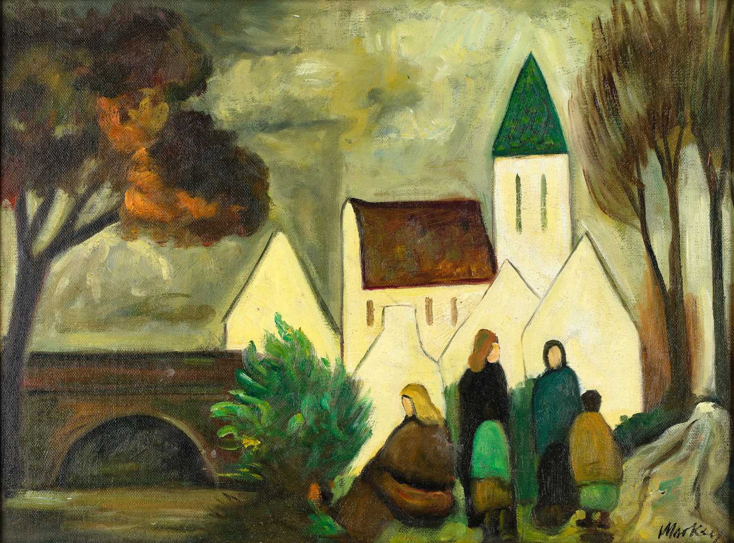 Lot 346 - Markey Robinson (1918-1999) Irish Figures