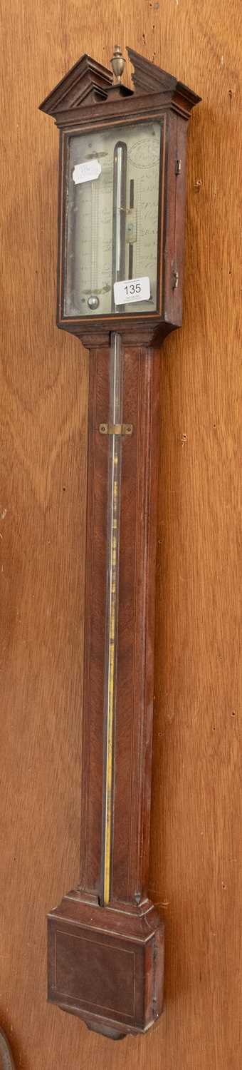 Lot 135 - A George III Mahogany Stick Barometer,