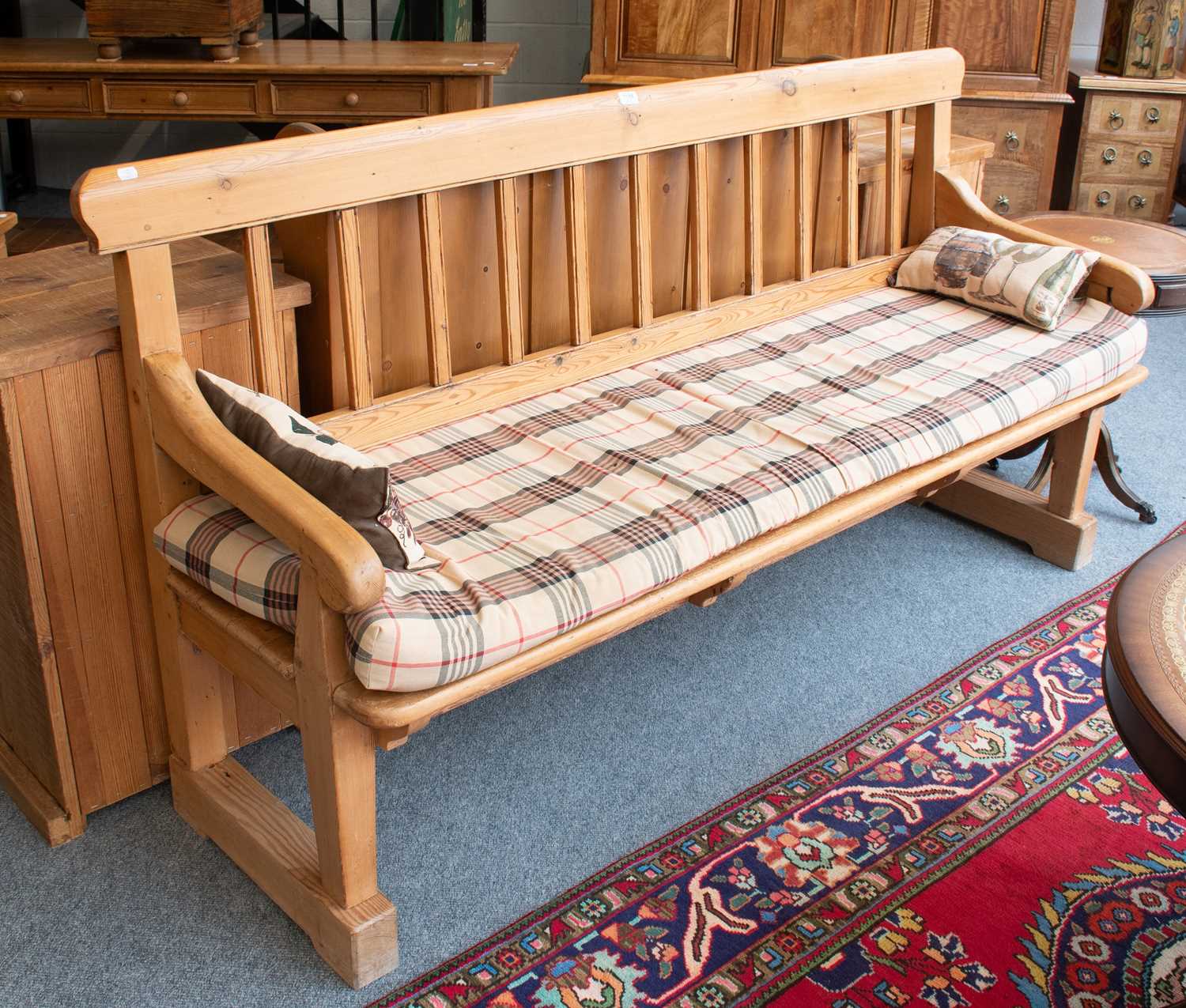 Lot 1184 - A Rustic Pine Hall Bench, 192cm by 57cm by
