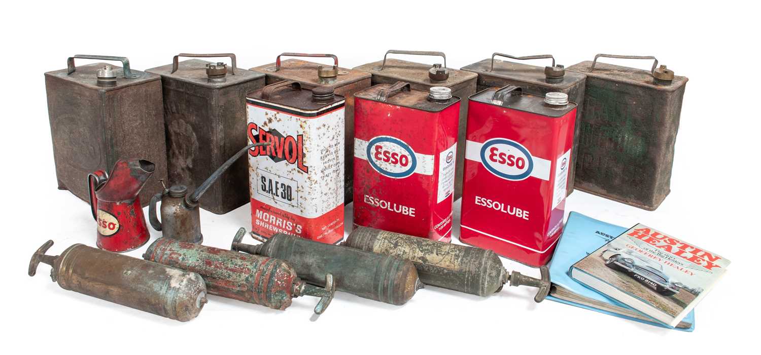 Lot 644 - Six Metal Fuel Cans, including Shell and BP,