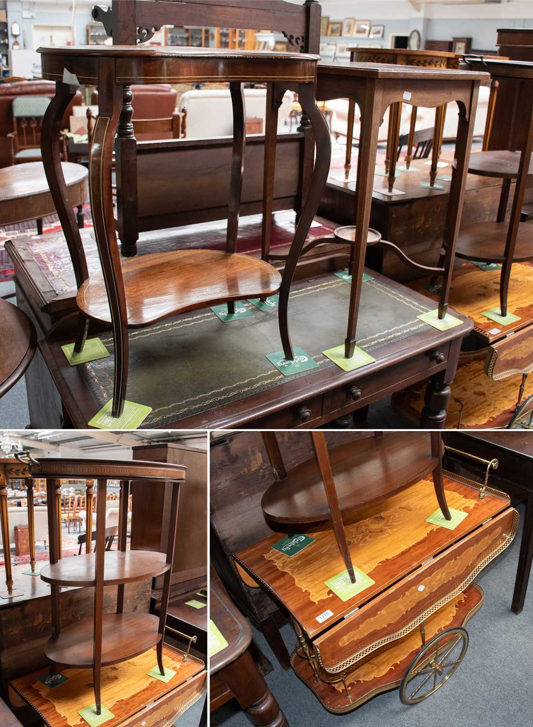 Lot 1278 - An Inlaid Satinwood Two Tiered Dinner Wagon,