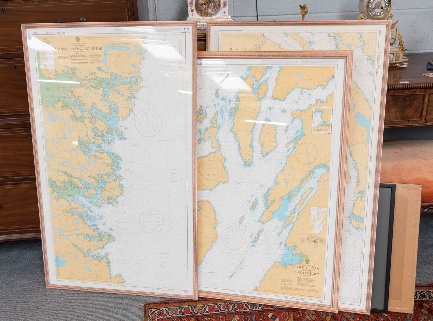Lot 1151 - Three Large Framed Maps of the Hebrides and
