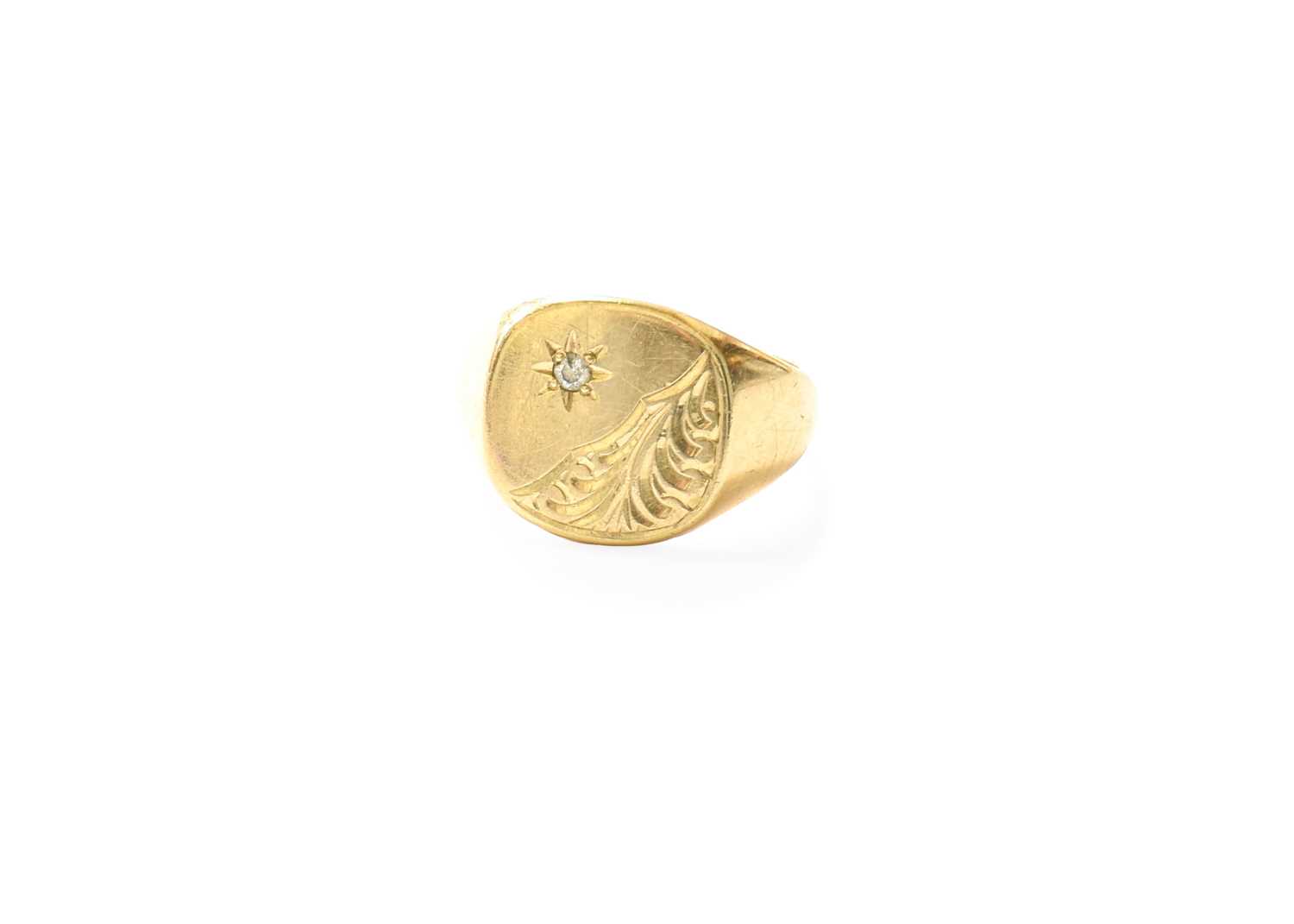 Lot 270 - A 9 Carat Gold Diamond Signet Ring, finger