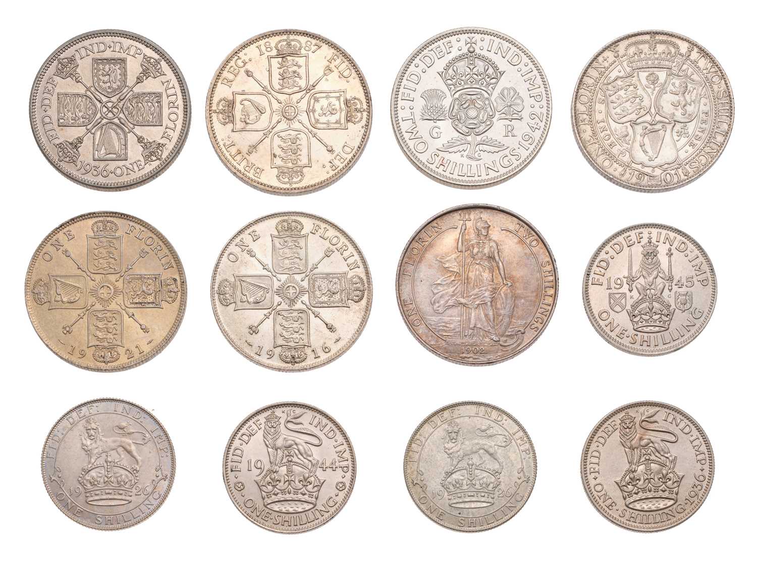 Lot 228 - Assorted High Grade Florins and Shillings,
