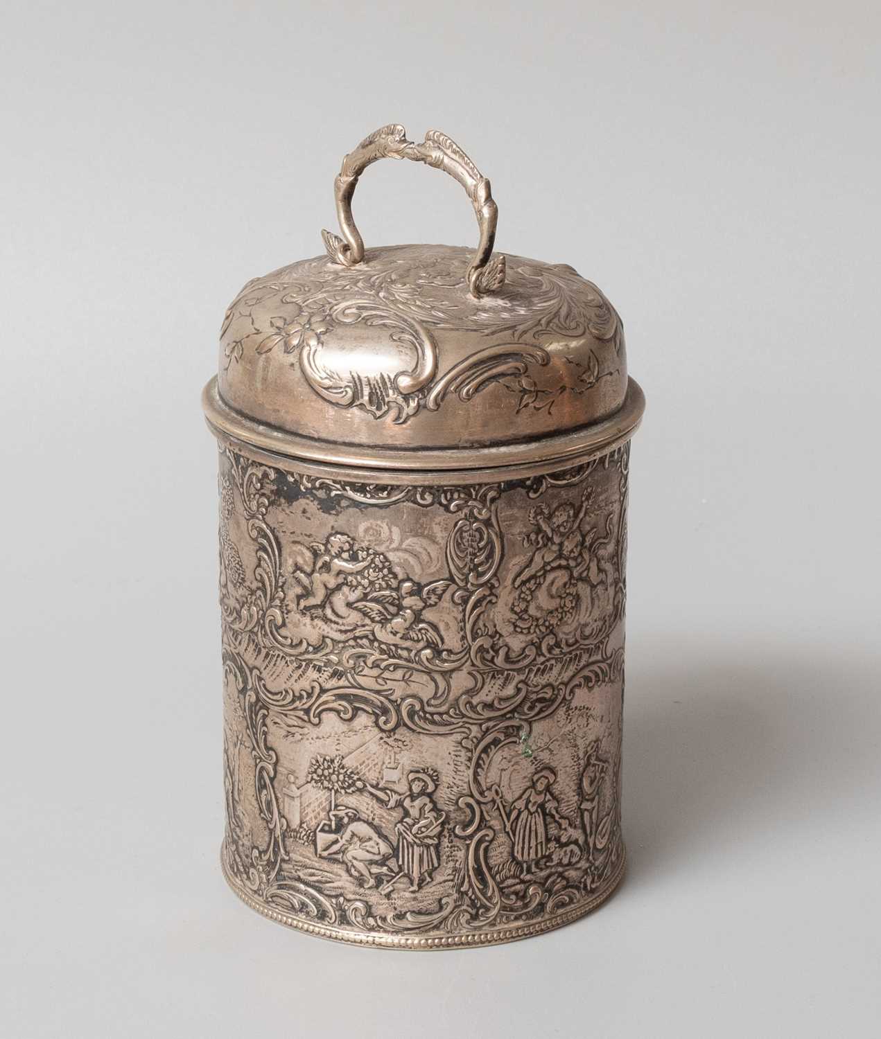 Lot 8 - A German Silver Canister, by Simon Rosenau,