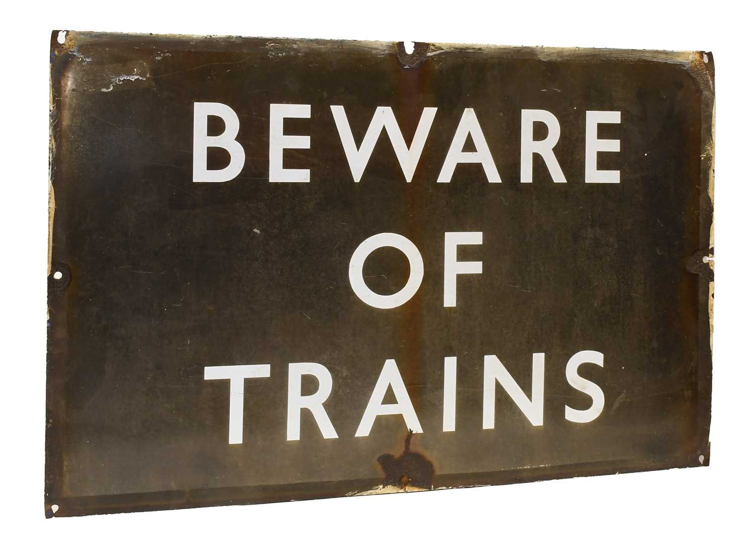Lot 792 - BR(W) Beware Of The Train Enamel Sign