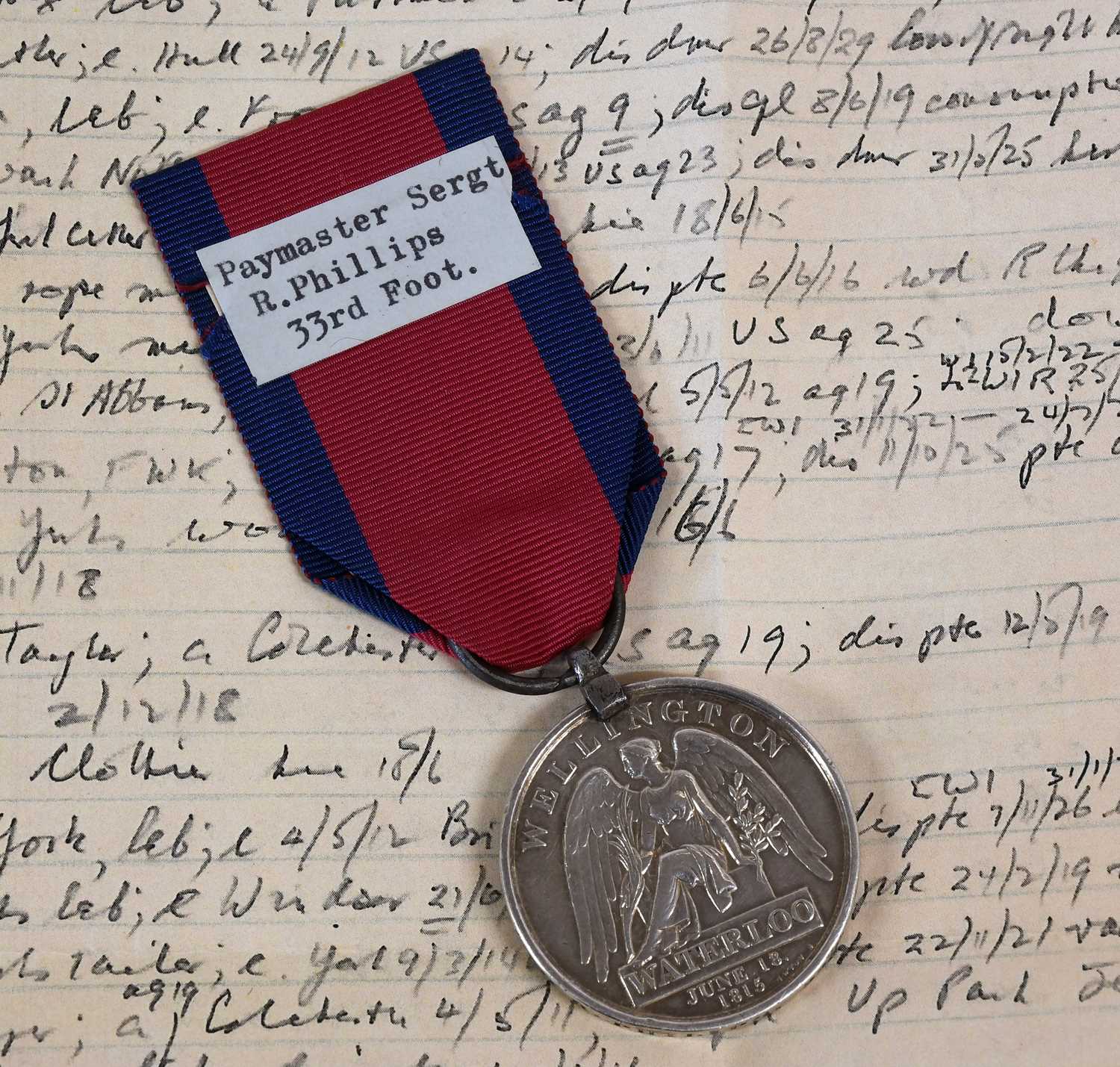 Lot 142 - A Waterloo Medal, 1815, awarded to