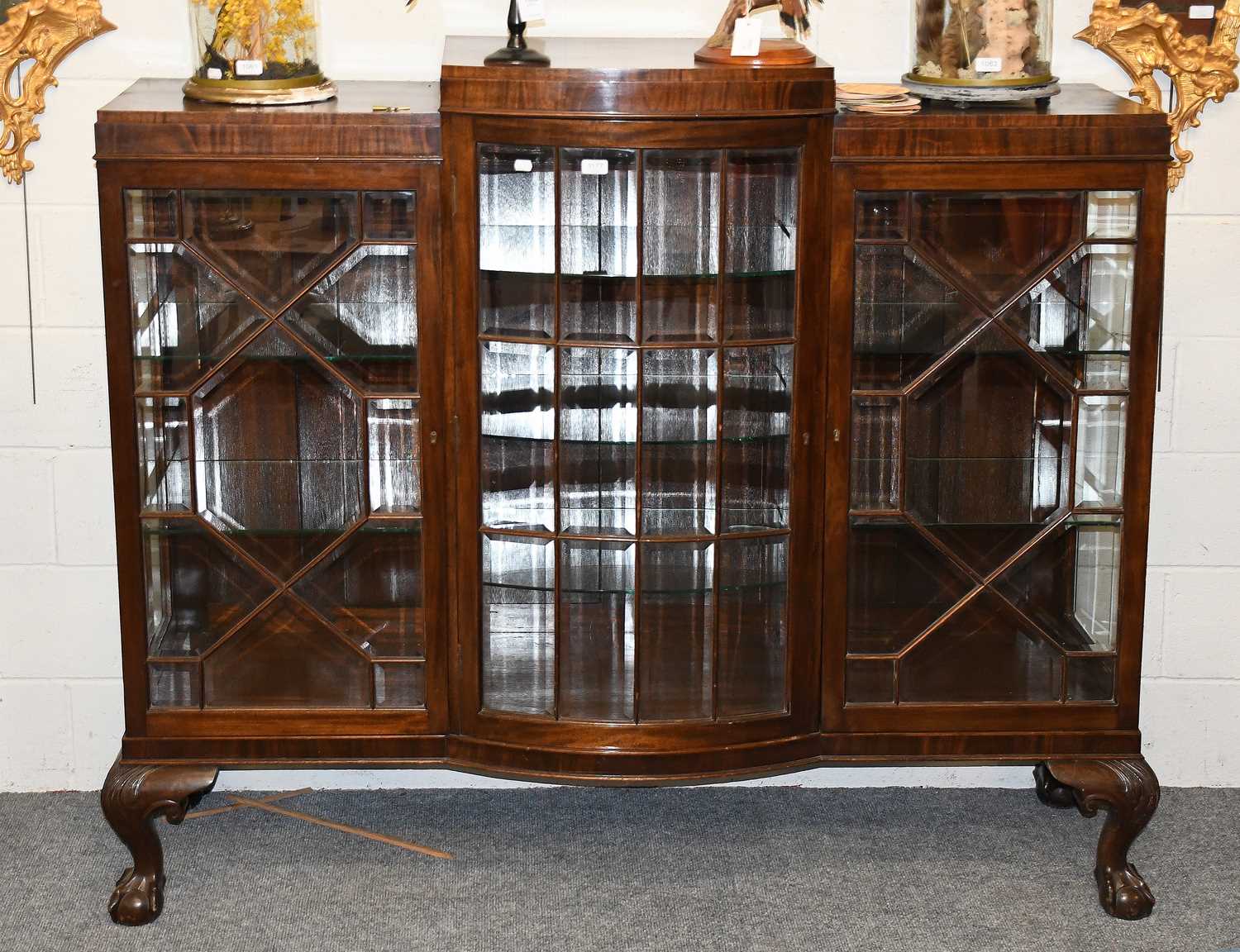 Lot 1177 - A Mahogany Breakfront Display Cabinet,