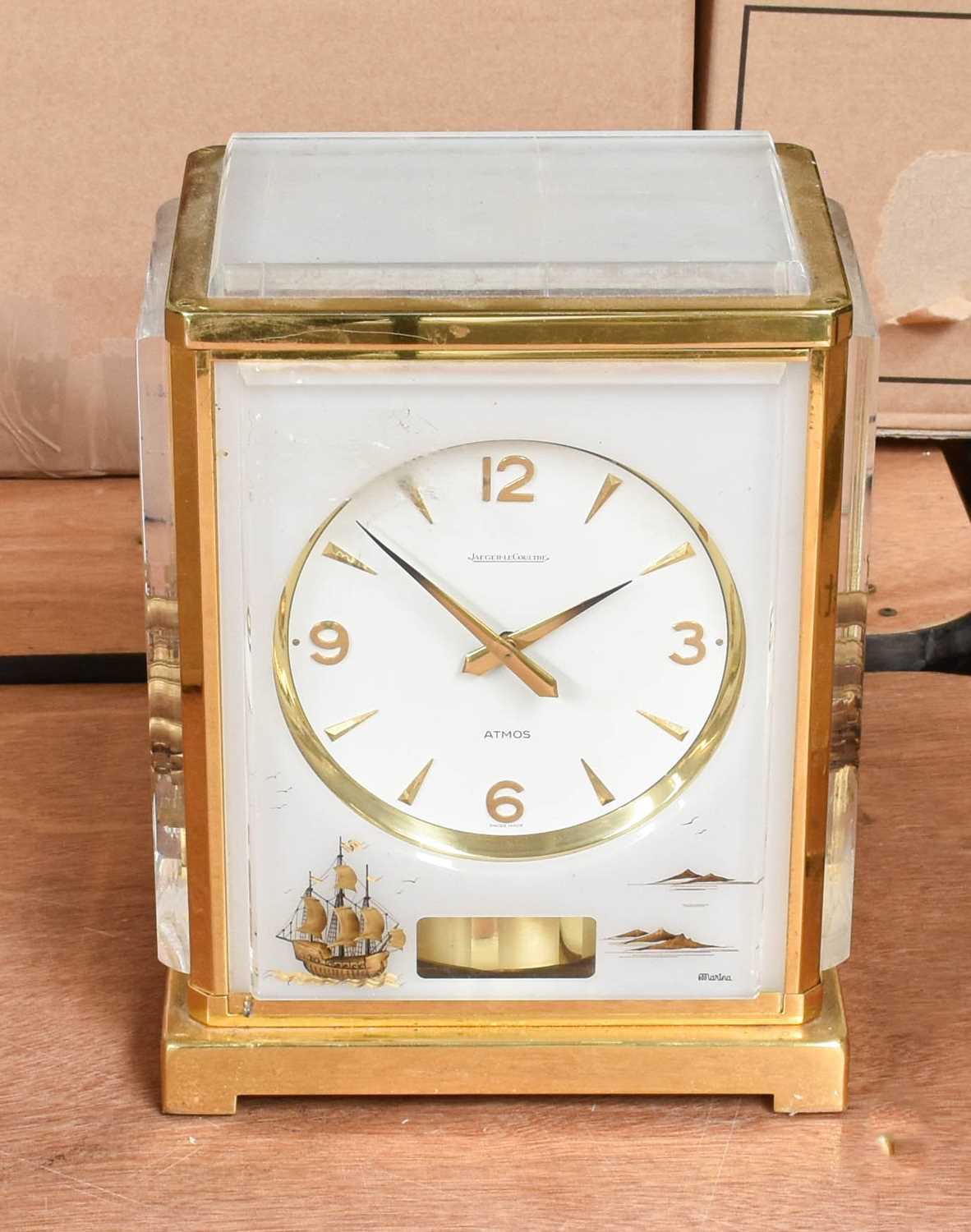 Lot 512 - A Brass Atmos Clock with Plexi Panels