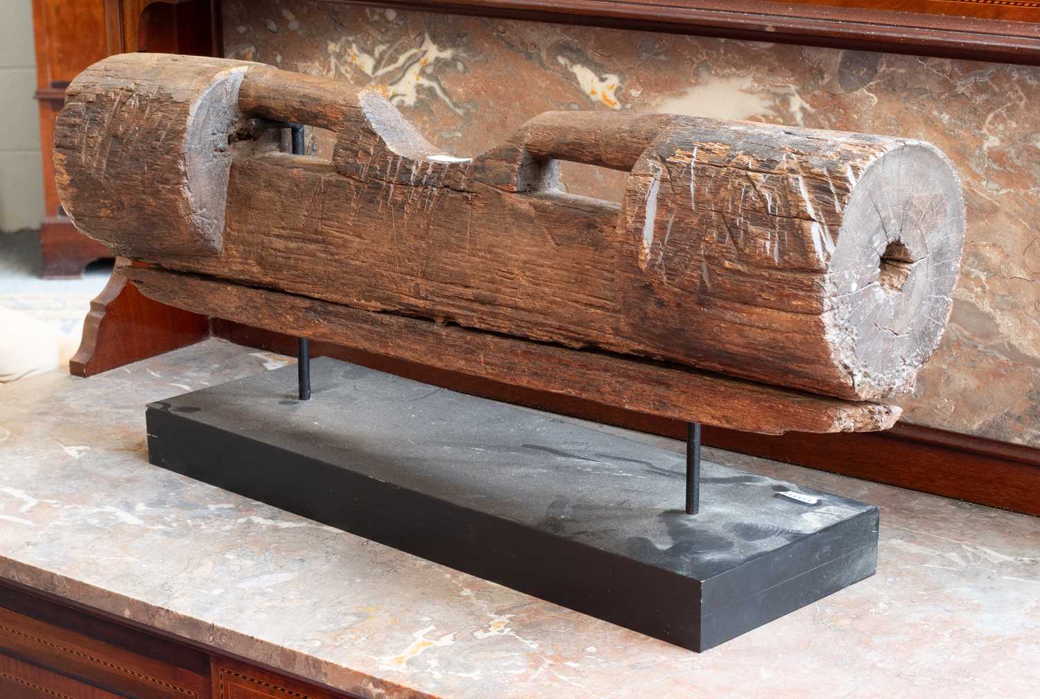 Lot 1346 - A Carved Wooden Temple Bell Mount, 79cm