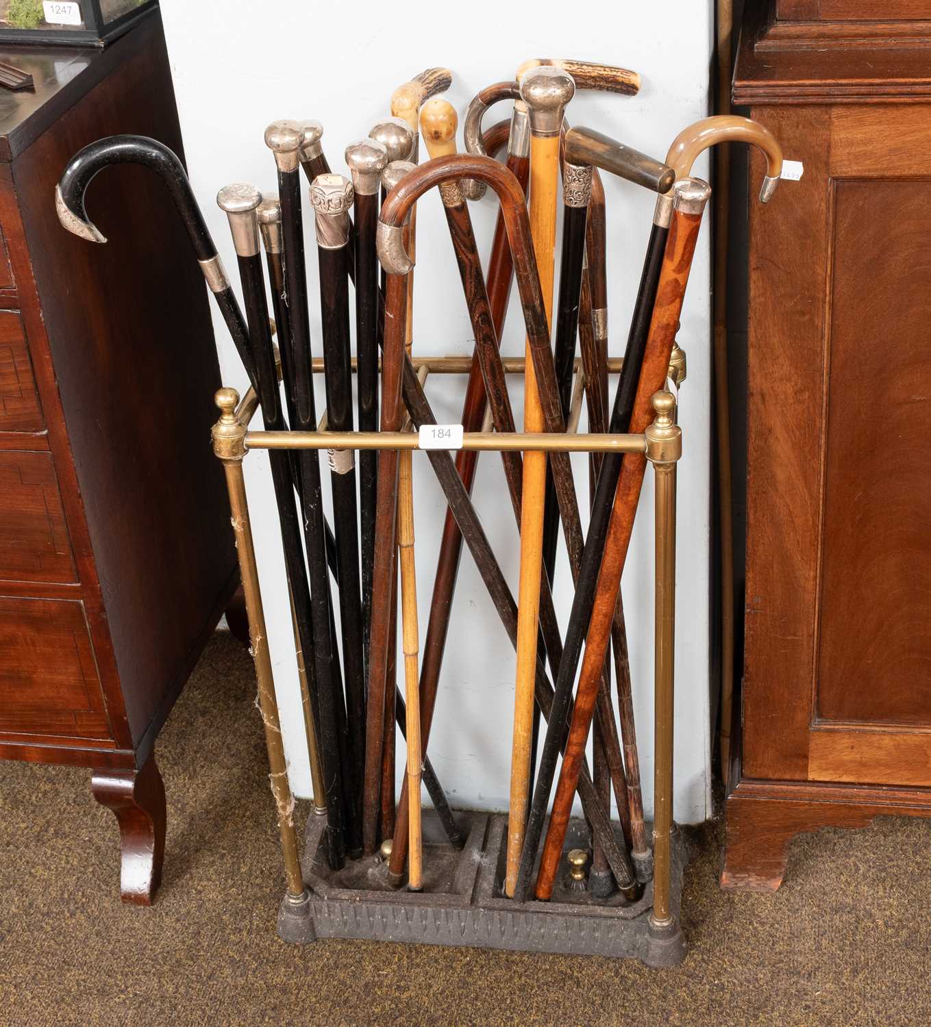 Lot 184 - A Victorian Brass Five Division Stick Stand,