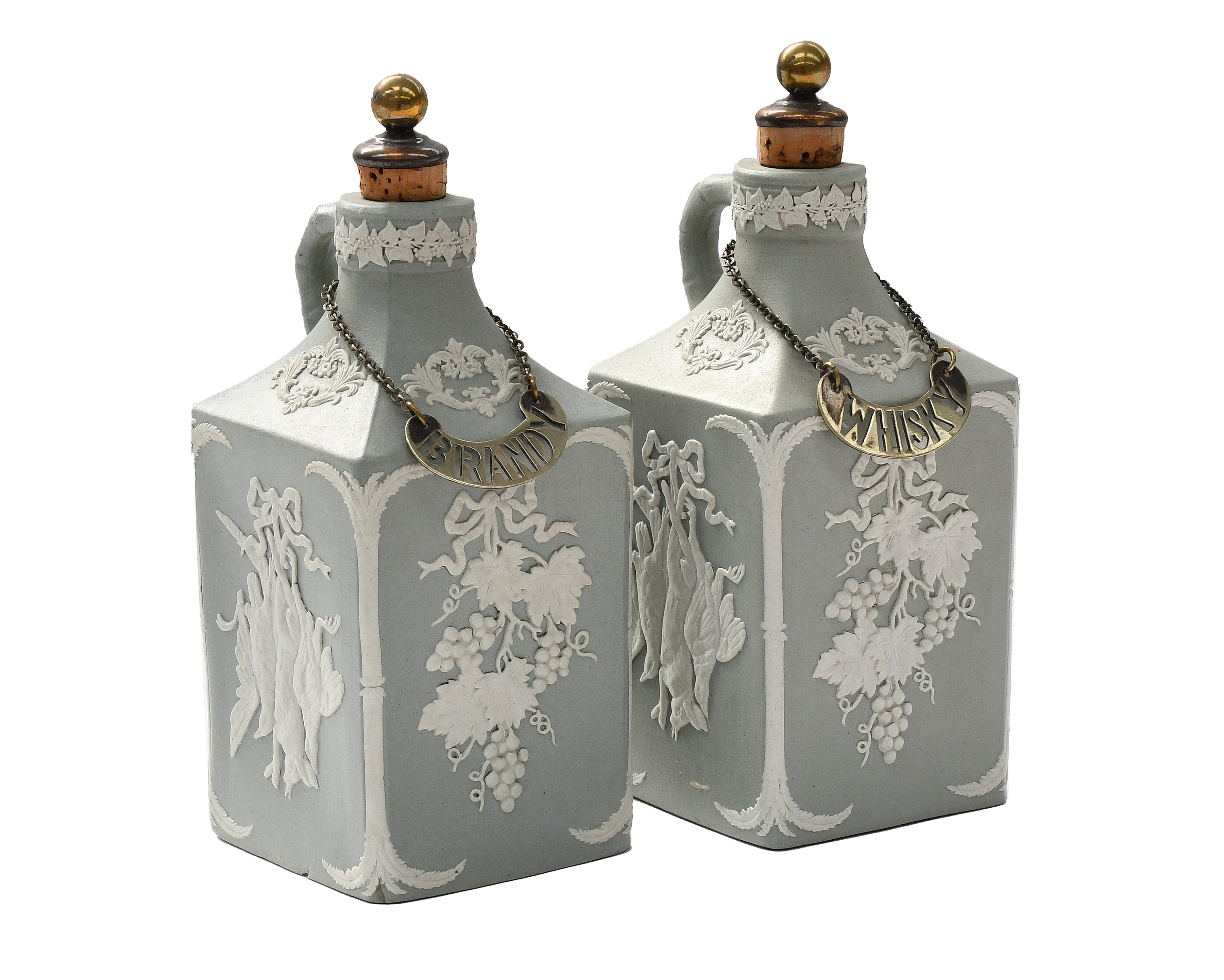 Lot 721 - A Pair of Jasper Spirit Flagons, late 19th