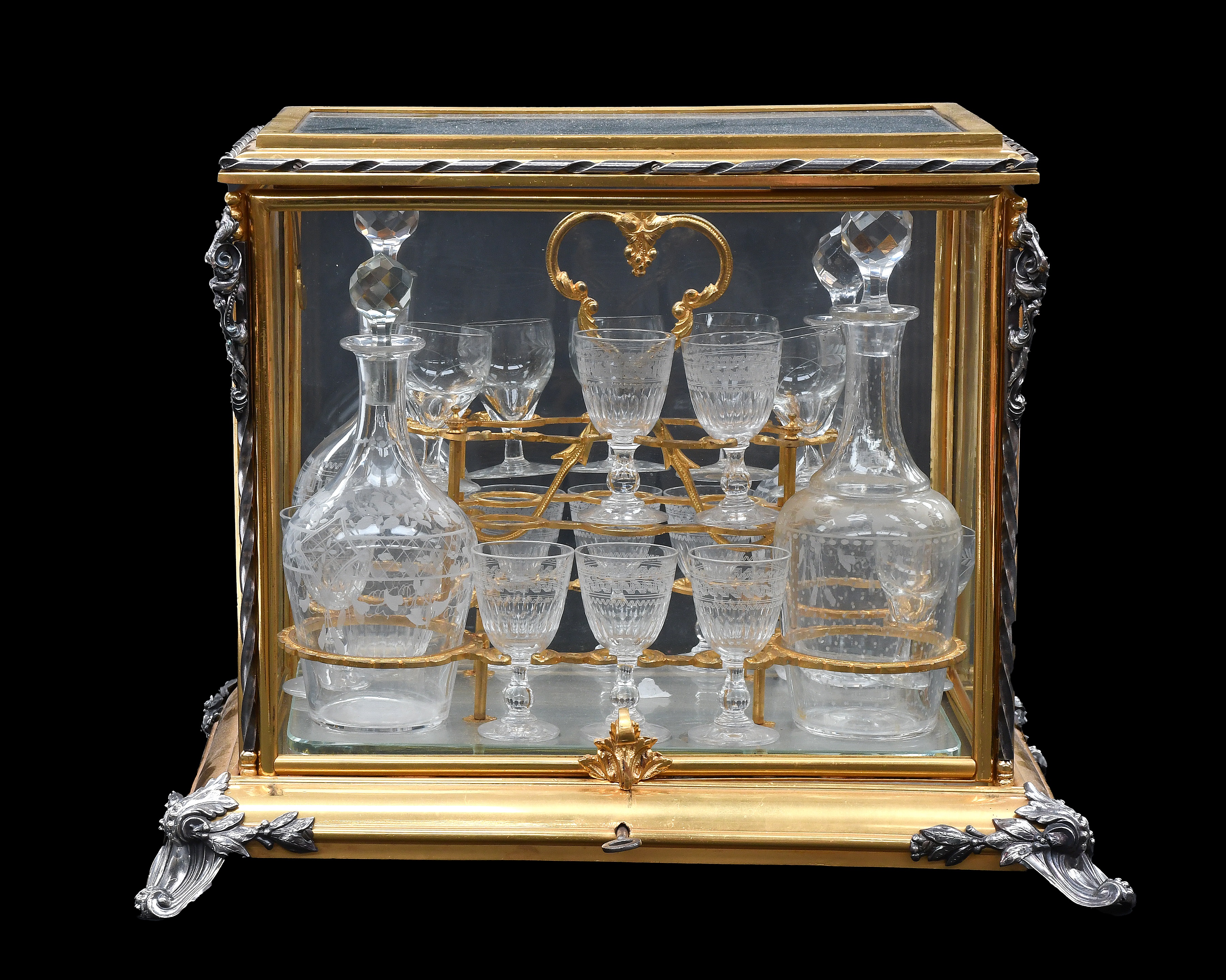 Lot 1106 - A French Gilt Metal Liqueur Set, early 20th