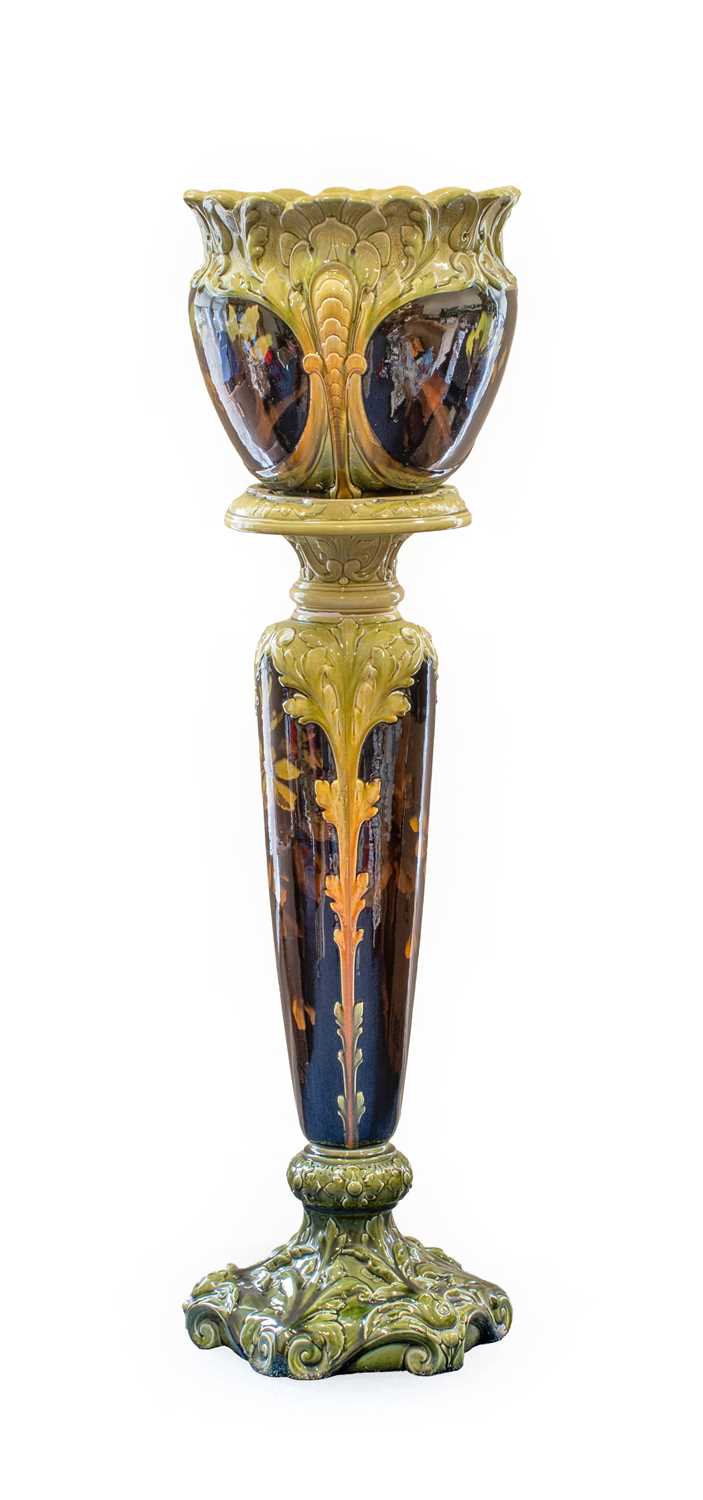 Lot 564 - A Leeds Art Pottery Jardiniere and Stand,