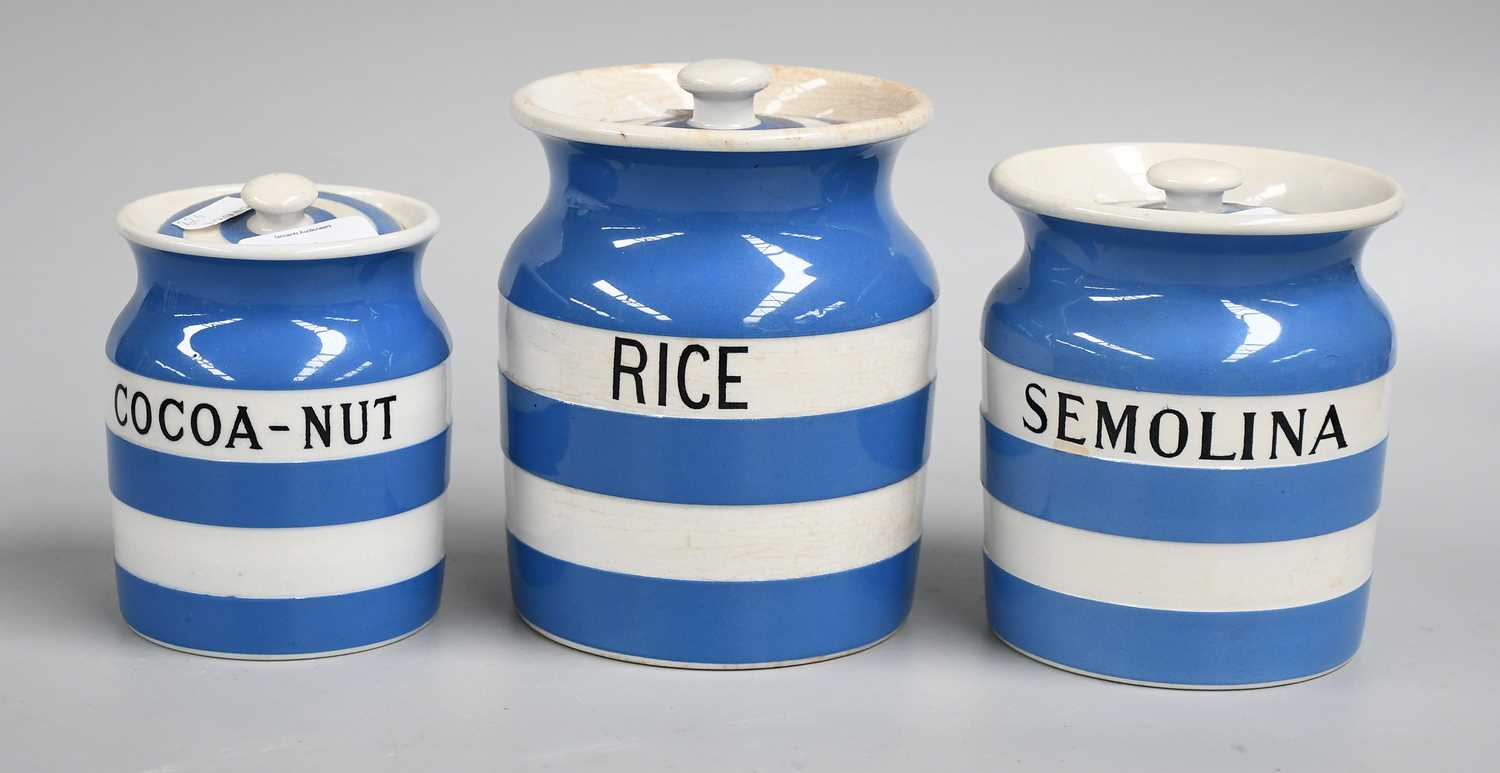 Lot 179 - T G Green Cornishware, blue banded storage