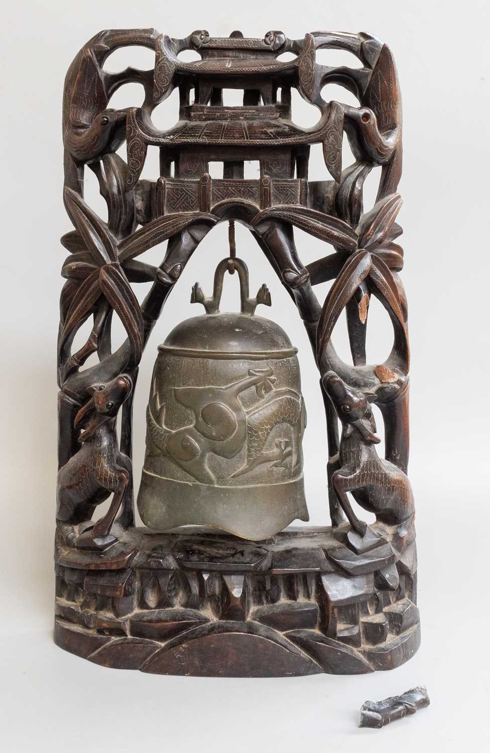 Lot 150 - A Chinese Bronze and Hardwood Prayer Gong,
