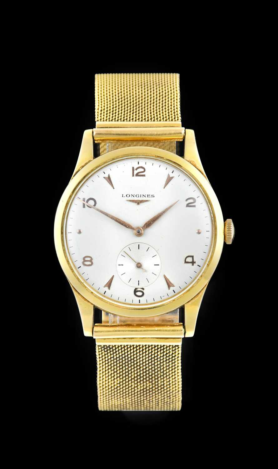 Lot 2356 - Longines: An 18 Carat Gold "Jumbo" Size