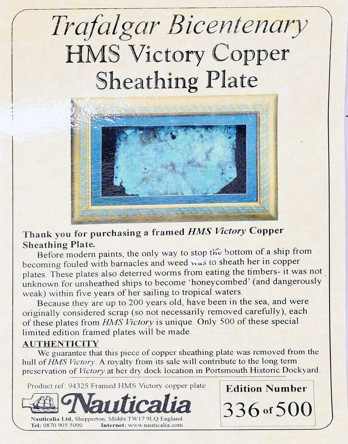 Lot 3218 - HMS Victory Copper Sheathing Plate