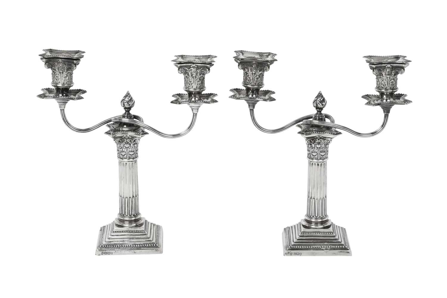 Lot 2130 - A Pair of George V Silver Candlesticks With