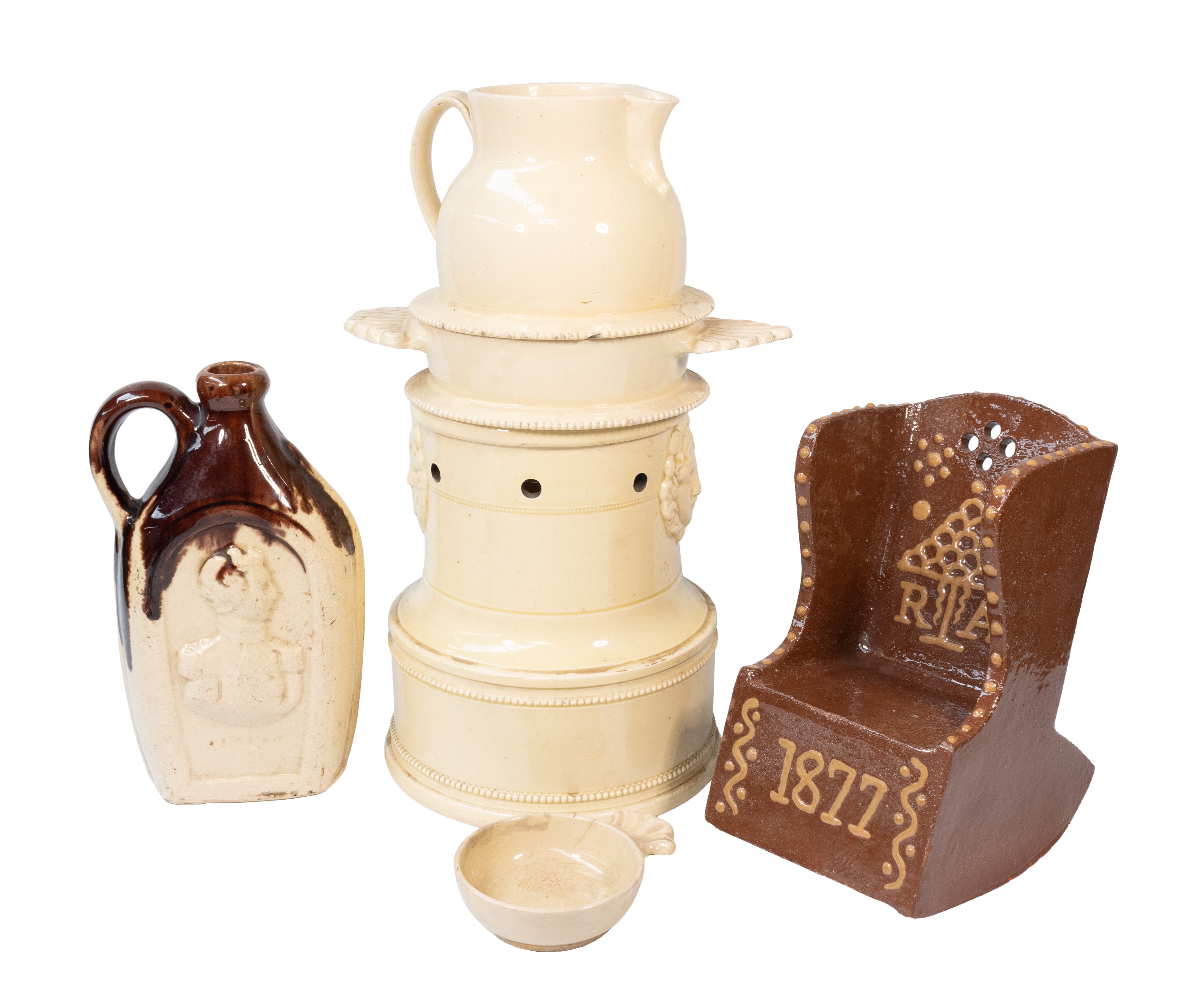 Lot 66 - A Creamware Pottery Food Warmer, early 19th