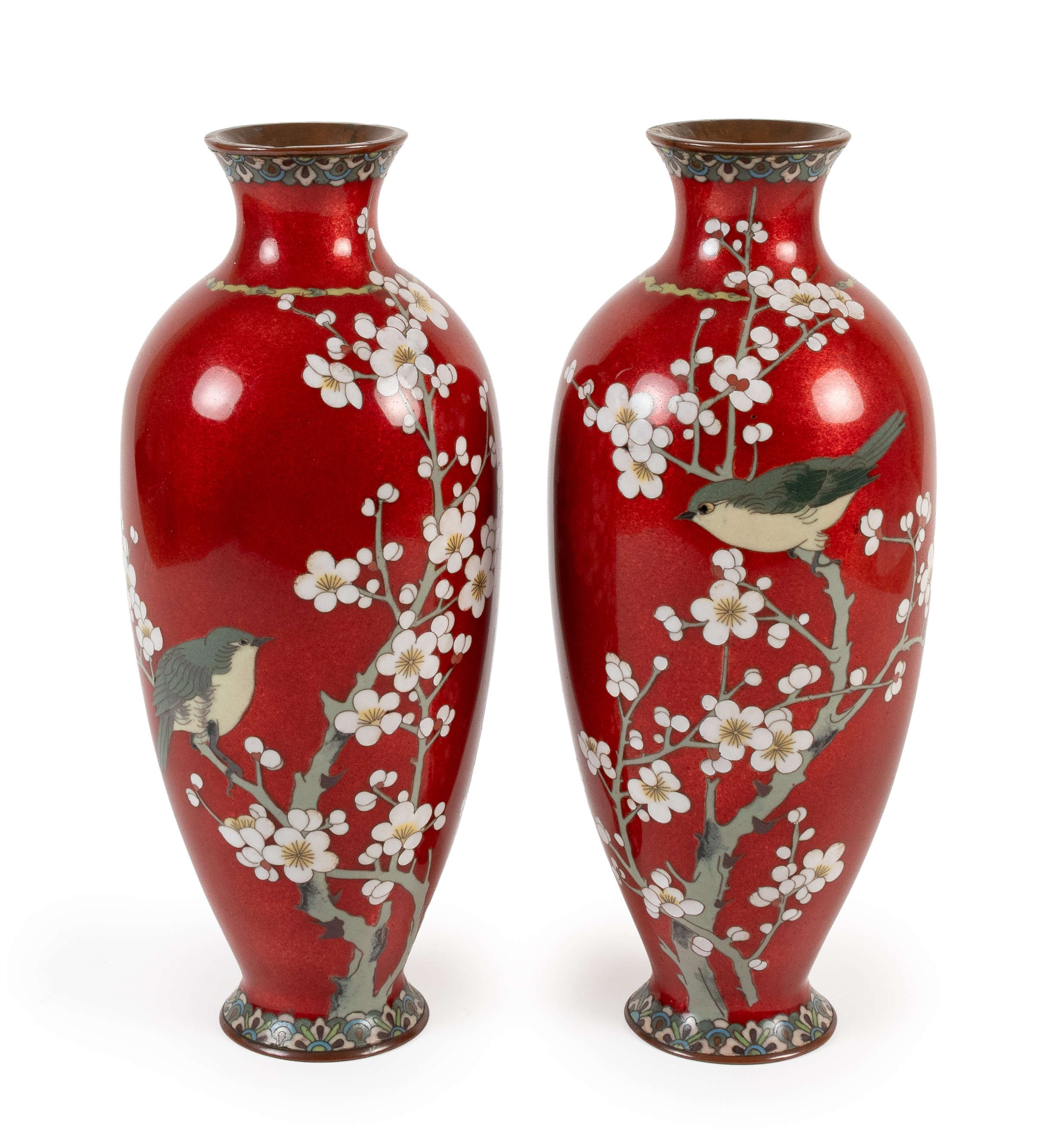 Lot 101 - A Pair of Japanese Cloisonne Vases, Meiji