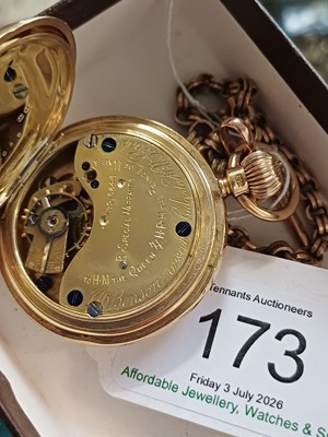 Lot 173 - An 18 Carat Gold Half Hunter Pocket Watch,