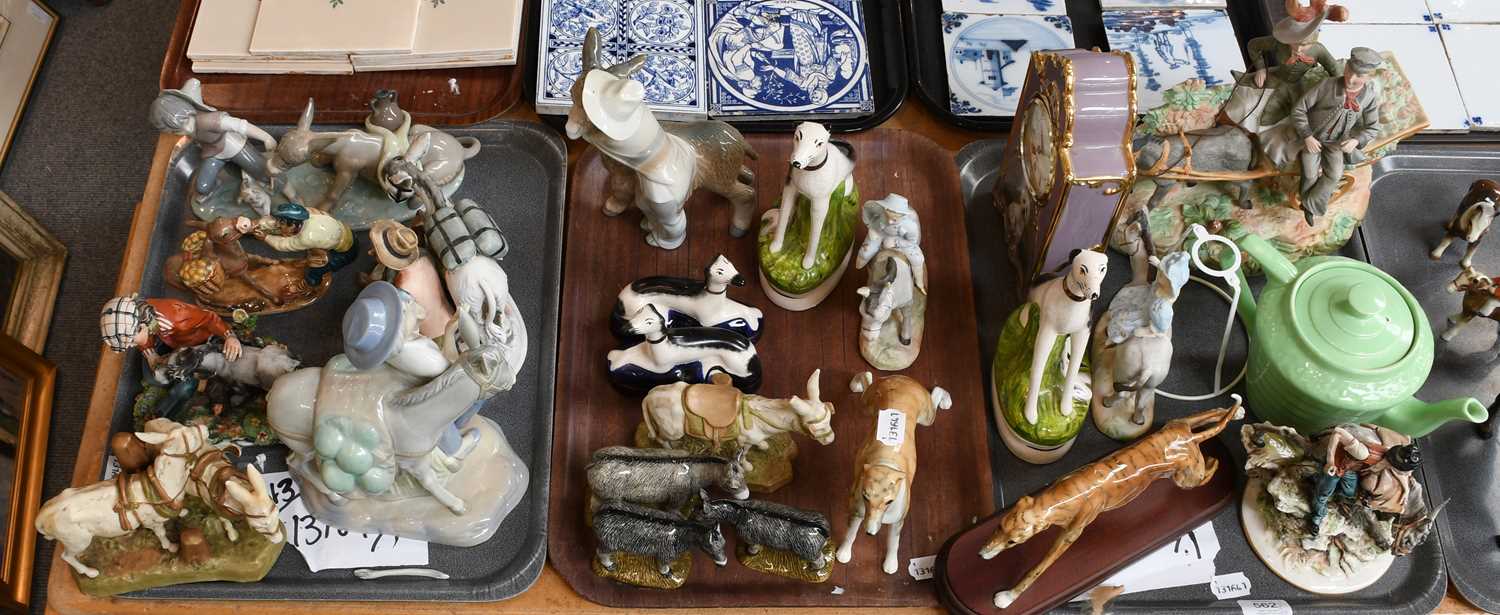 Lot 562 - Two Royal Dux Porcelain Models of Donkeys,