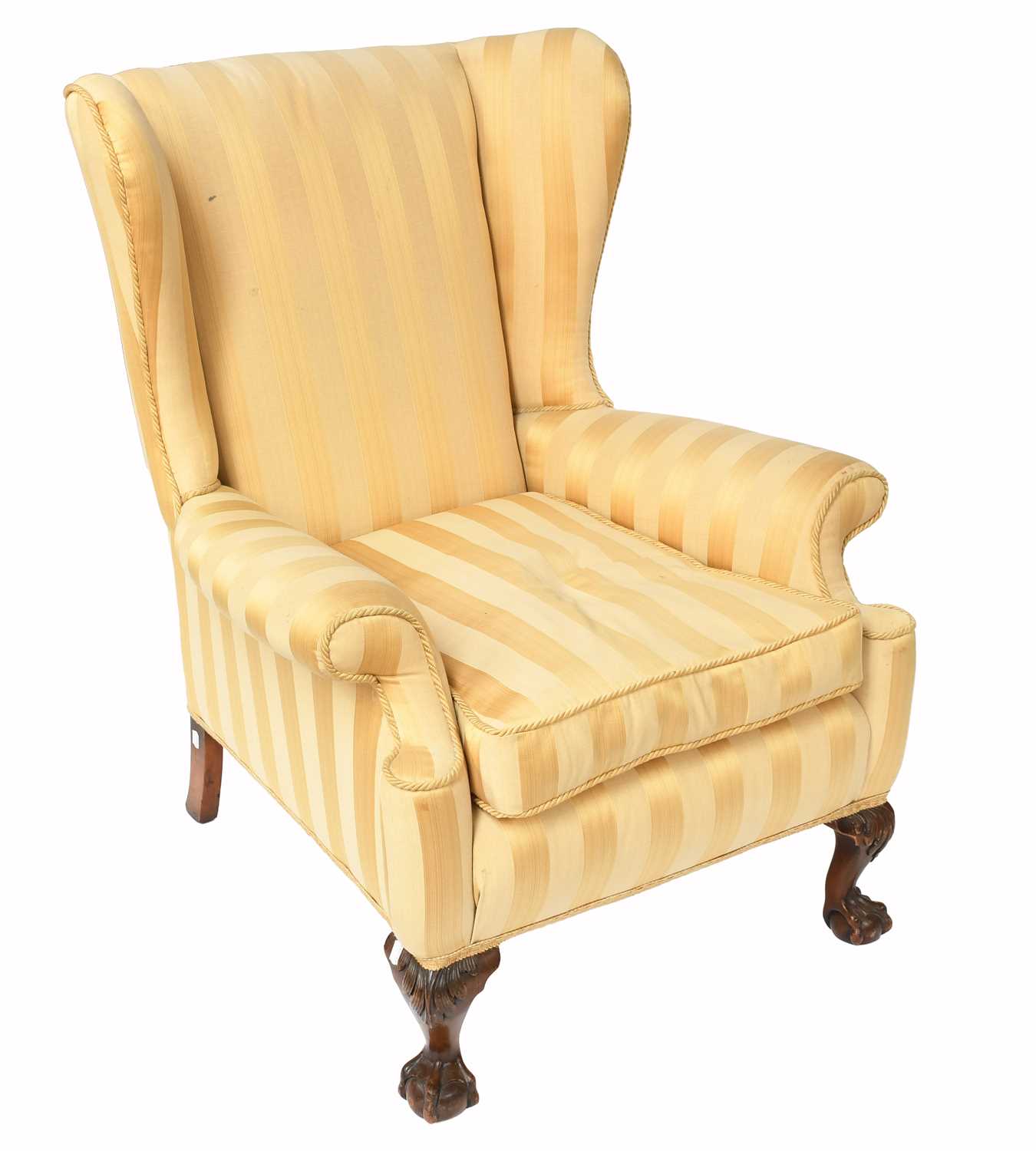 Lot 442 - A 1920s Wing Chair, with stripped upholstery