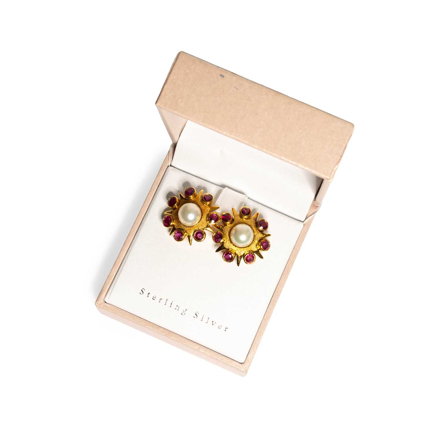 Lot 142 - A Pair of Ruby and Cultured Pearl Earrings,