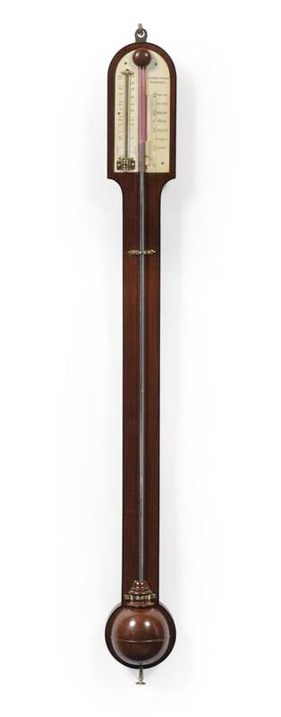 Lot 947 - A Mahogany Stick Barometer, signed J Lazars