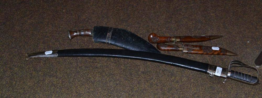 Lot 487 - An Indian Sword, a Malaysian eating set and