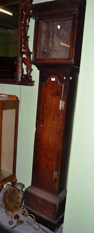 Lot 621 - An oak longcase clock case and a later dial