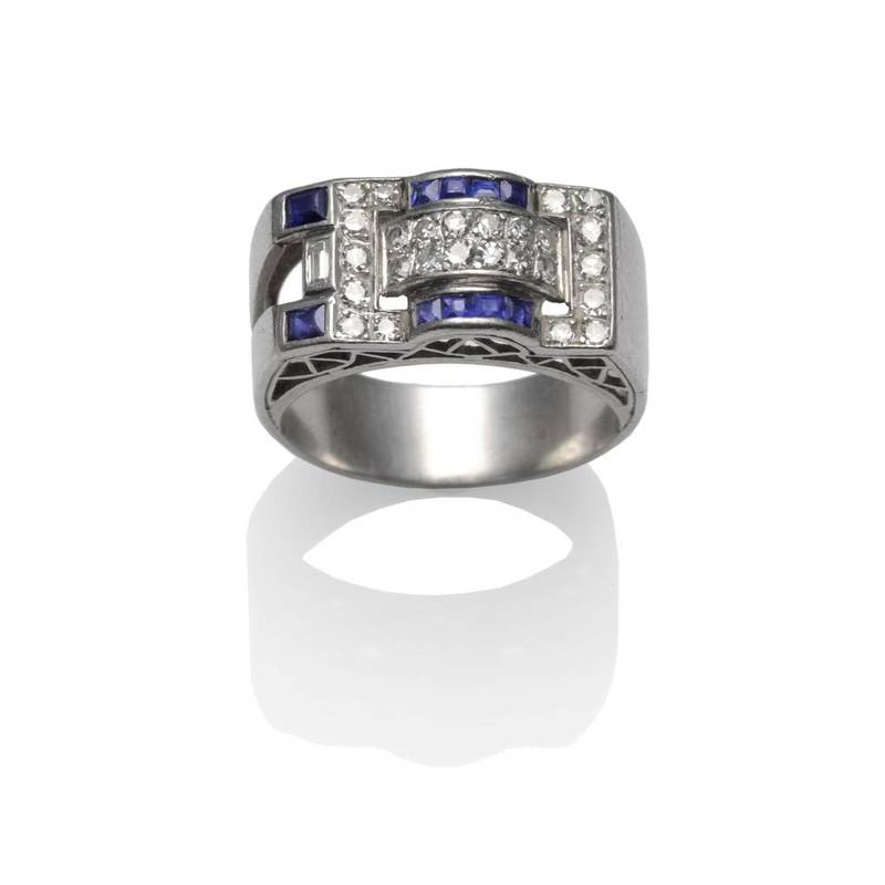 Lot 382 - A Sapphire and Diamond Cocktail Ring, the