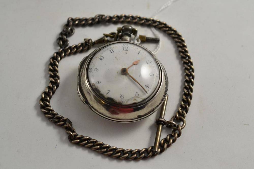 Lot 280 - A silver pair cased pocket watch and a