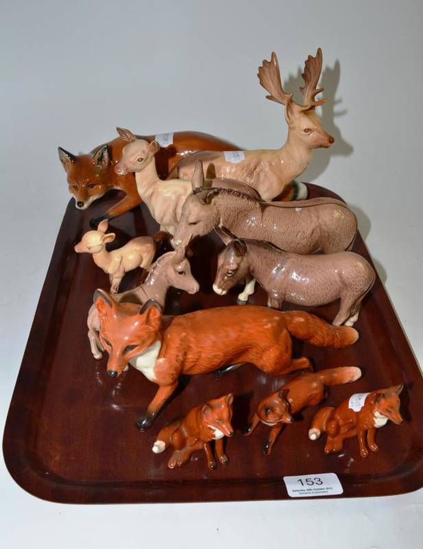Lot 153 - Beswick including three donkeys, three deer,