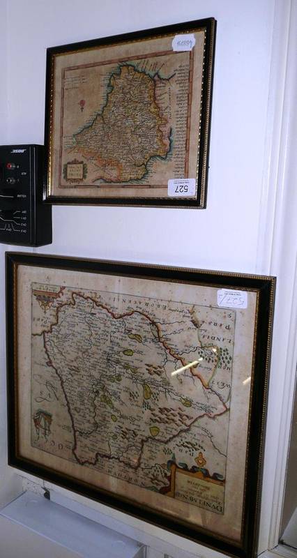 Lot 527 - Framed map of Durham and a Morden map of