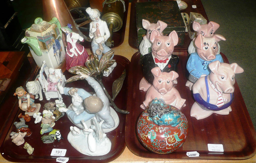 Lot 191 - A set of Wade Natwest pigs, a Doulton figure,