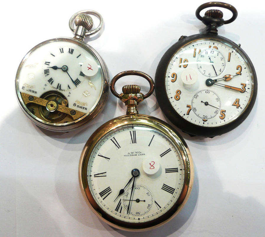 Lot 201 - A Swiss open faced pocket watch stamped '925'