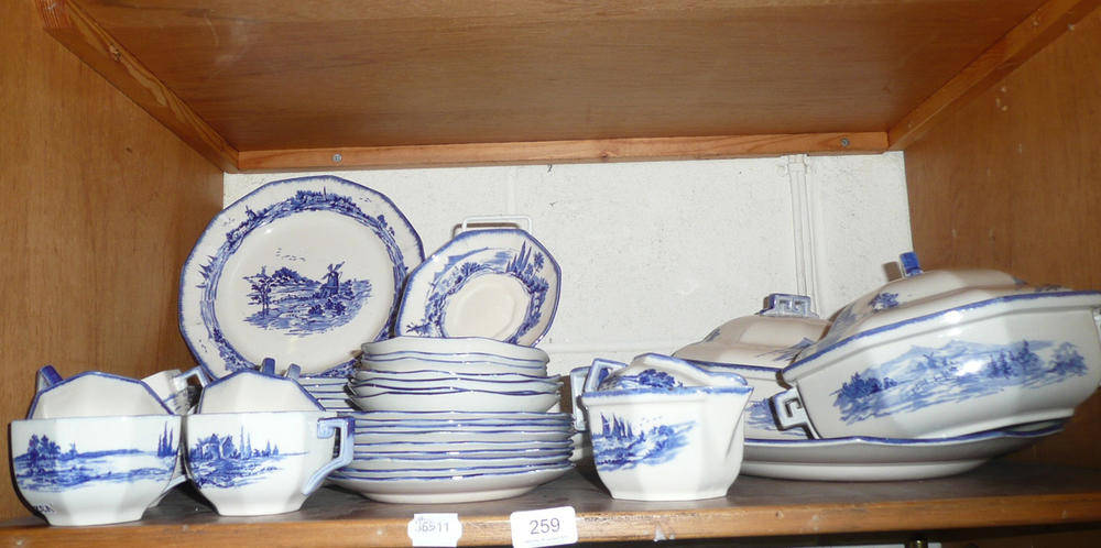 Lot 259 - Royal Doulton blue and white Norfolk pattern