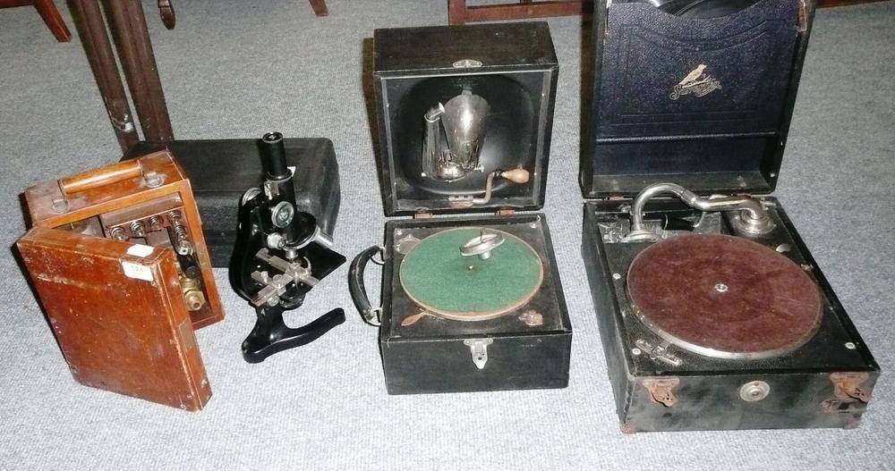 Lot 124 - A Black Enamelled Brass Monocular Compound