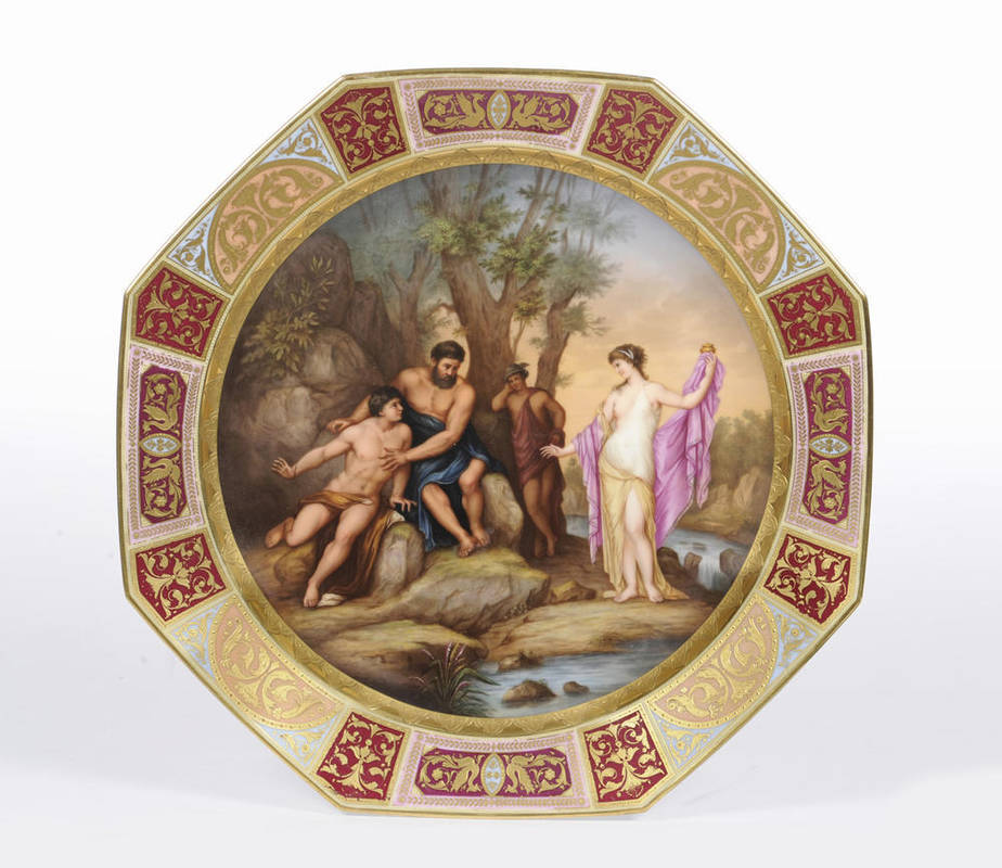 Lot 85 - A German "Vienna" Octagonal Cabinet Plate,