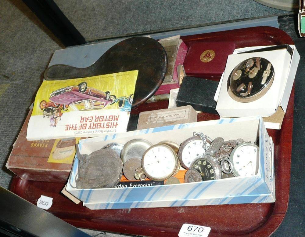 Lot 670 - Tray including silver cased pocket watch,