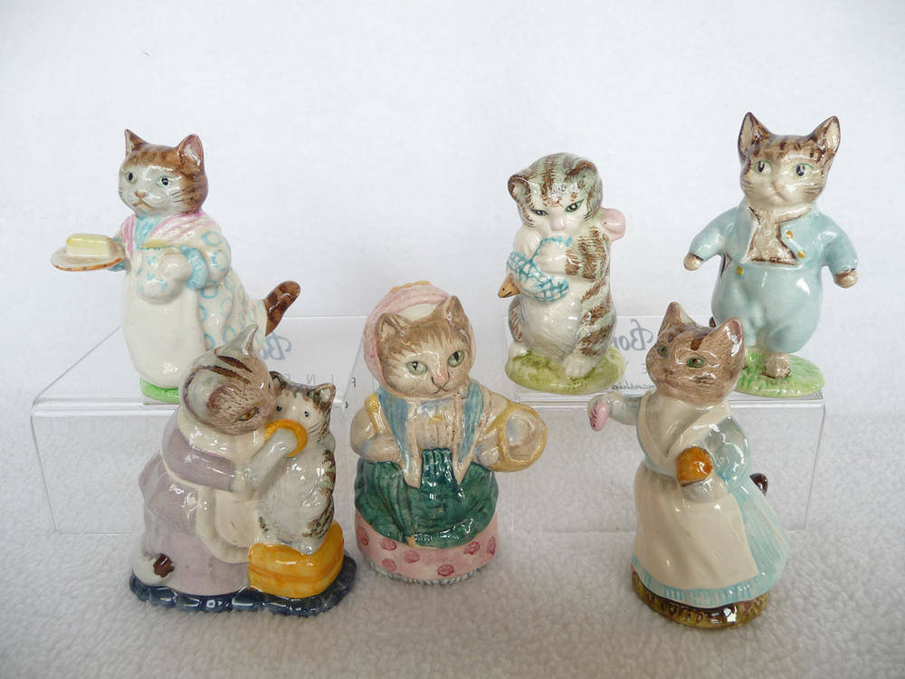Lot 1057 - Six Beswick Beatrix Potter Cats, 'Tom