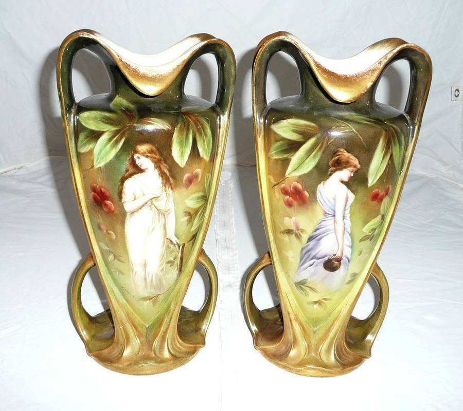 Lot 27 - Pair of Royal Bonn "Art Nouveau" vases