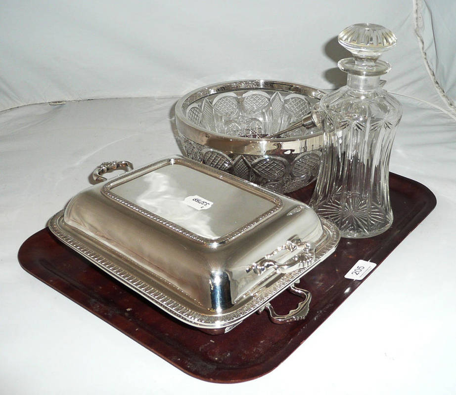 Lot 205 - Silver-mounted cut glass salad bowl and